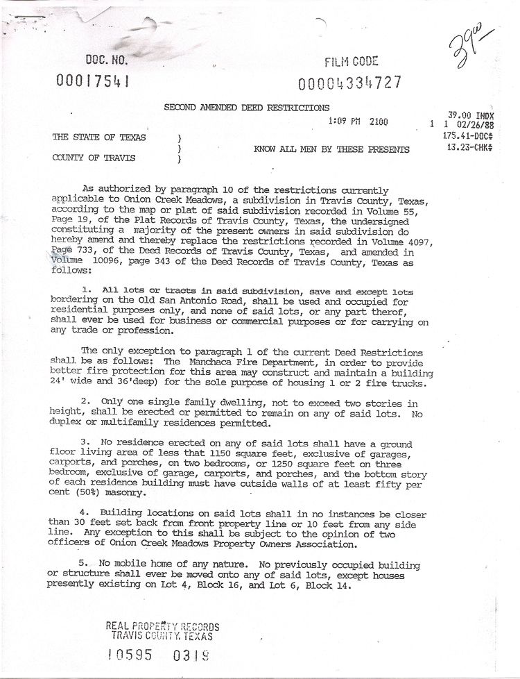 Deed Restrictions – Onion Creek Meadows Property Owners Association ...